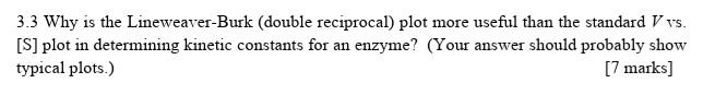 Solved 3.3 Why is the Lineweaver-Burk (double reciprocal) | Chegg.com