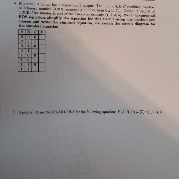 Solved 4. (6 points) A circuit has 3 inputs and 1 output. | Chegg.com