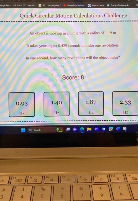 Solved An object is moving in a circle with a radius of 1.19 | Chegg.com