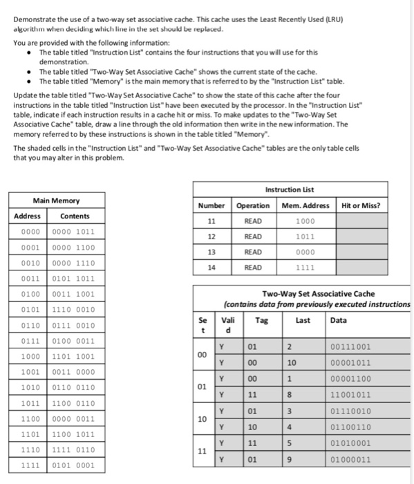 Solved Demonstrate the use of a two-way set associative | Chegg.com
