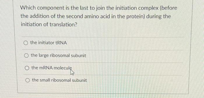 Solved Which component is the last to join the initiation | Chegg.com