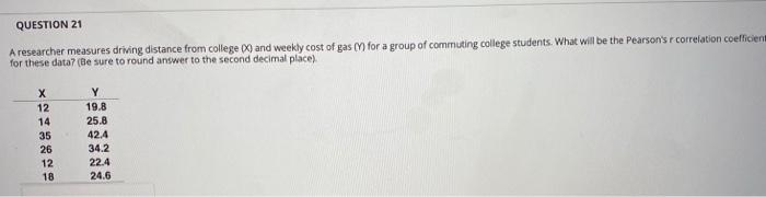 Solved What will be the pearsons r correlation coefficient | Chegg.com