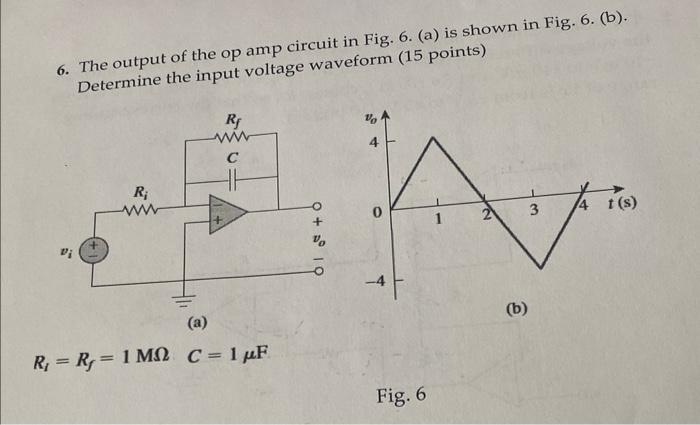 Solved 6. The output of the op amp circuit in Fig. 6. (a) is | Chegg.com