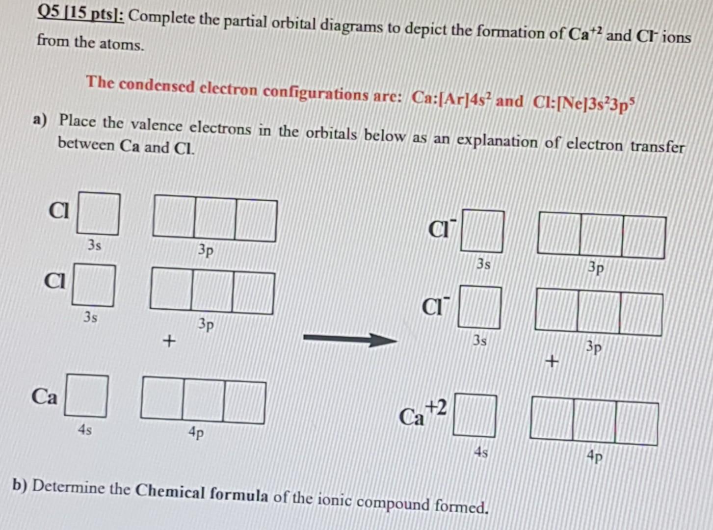 Solved Q5 (15 pts]: Complete the partial orbital diagrams to | Chegg.com