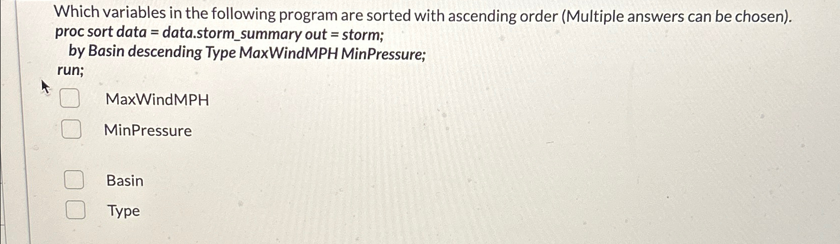 Solved Which variables in the following program are sorted | Chegg.com