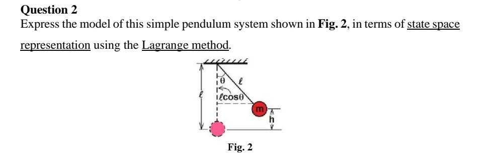 Solved Question 2 Express the model of this simple pendulum | Chegg.com