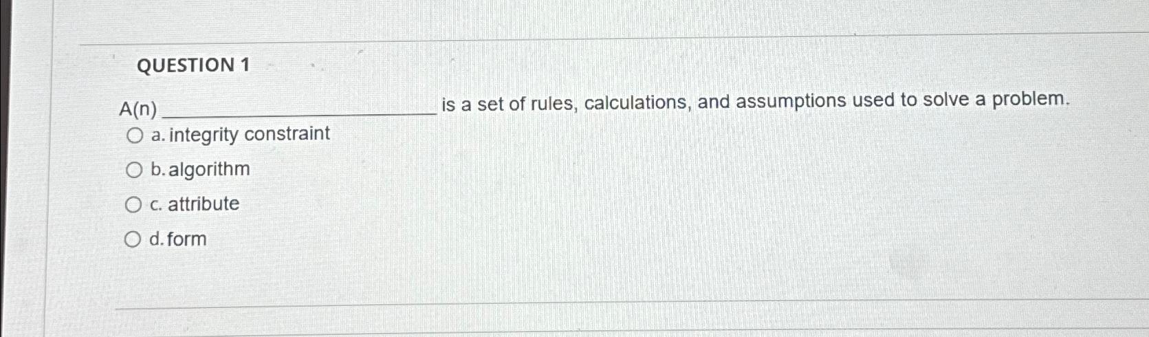 Solved QUESTION 1A)(ns a set of rules, calculations, and | Chegg.com
