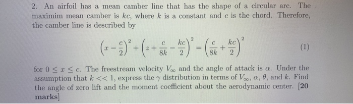 2. An airfoil has a mean camber line that has the | Chegg.com