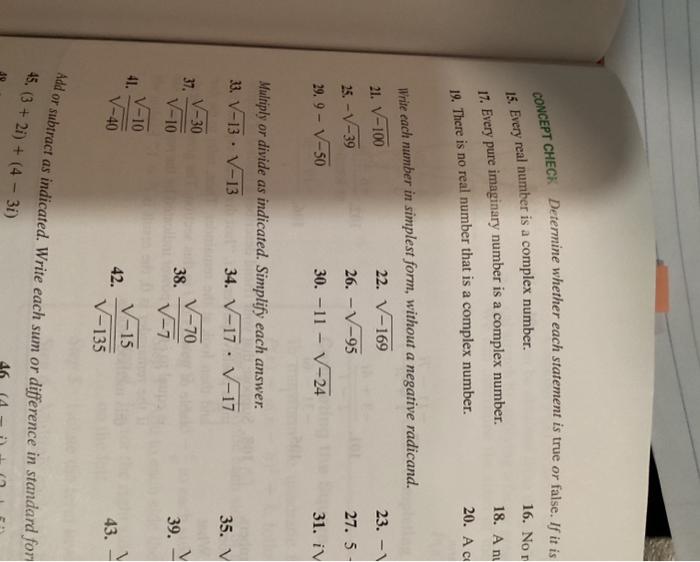 Solved CONCEPT CHECK Determine whether each statement is | Chegg.com