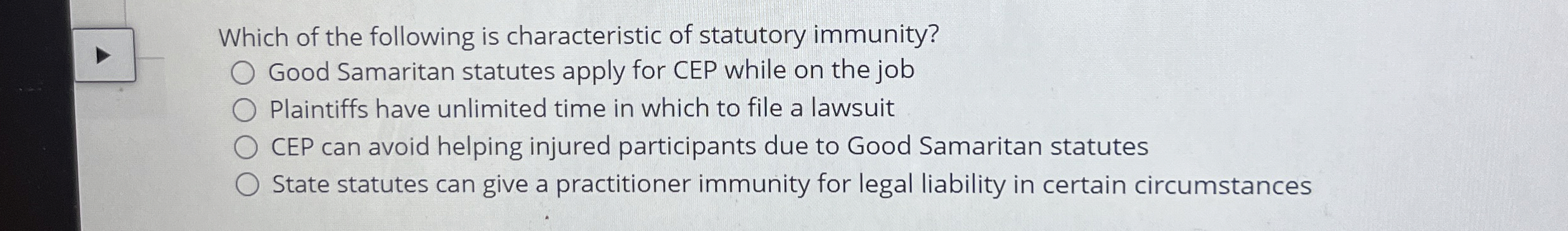 Solved Which of the following is characteristic of statutory | Chegg.com