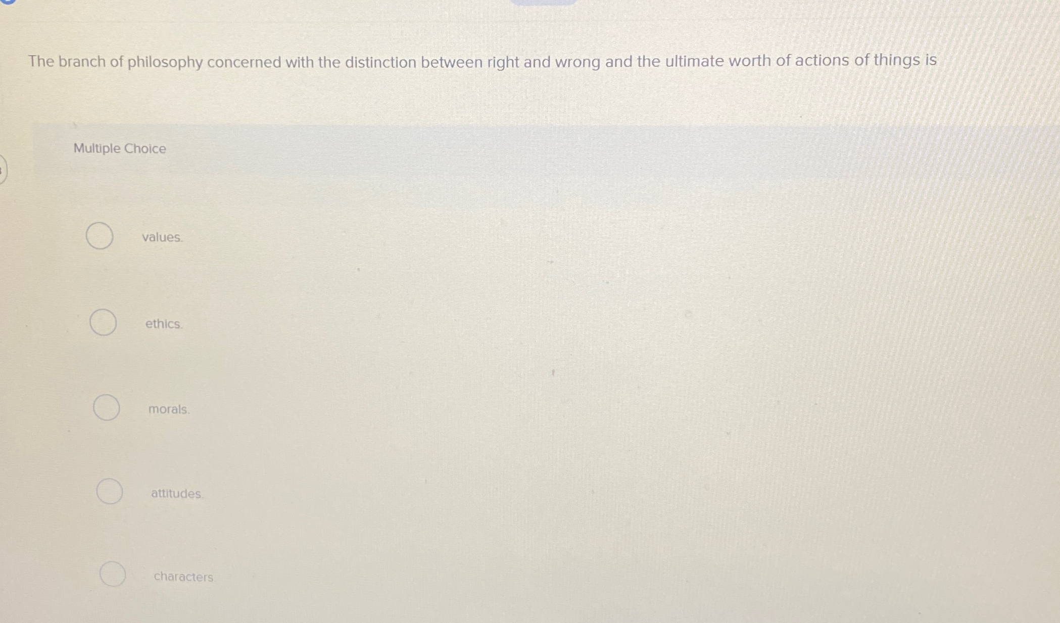 Solved The branch of philosophy concerned with the | Chegg.com