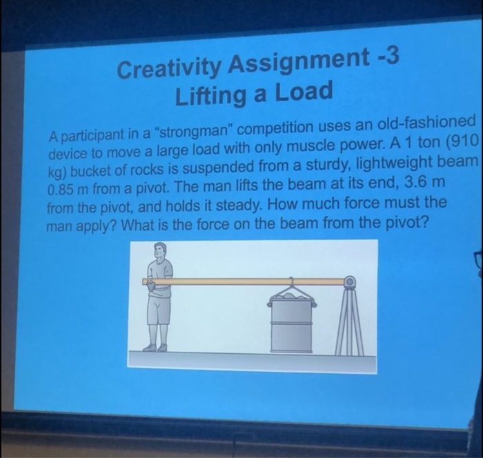 Solved Creativity Assignment -3 Lifting a Load A participant | Chegg.com
