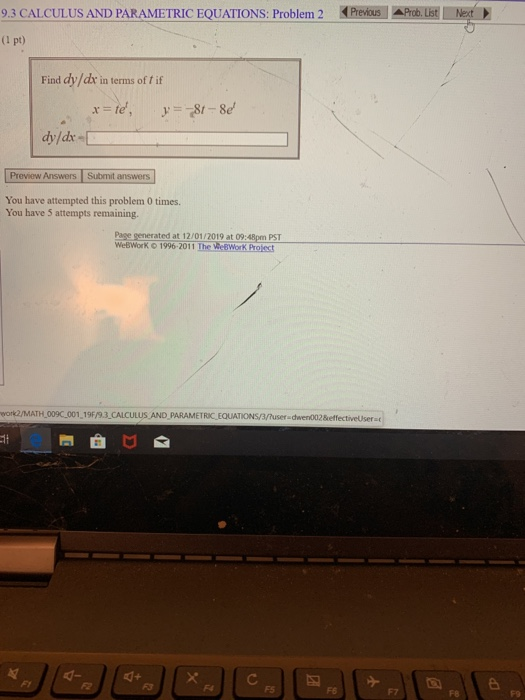 Solved 9.3 CALCULUS AND PARAMETRIC EQUATIONS: Problem 2 | Chegg.com