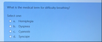 Solved What is the medical term for difficulty | Chegg.com