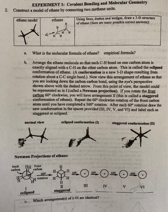 Solved EXPERIMENT 1: Covalent Bonding and Molecular Geometry | Chegg.com
