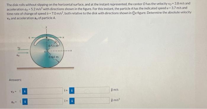Solved The disk rolls without slipping on the horizontal | Chegg.com