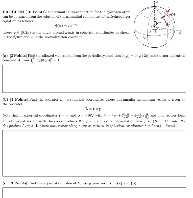Solved PROBLEM (10 ﻿Points) ﻿The azimuthal wave function for | Chegg.com