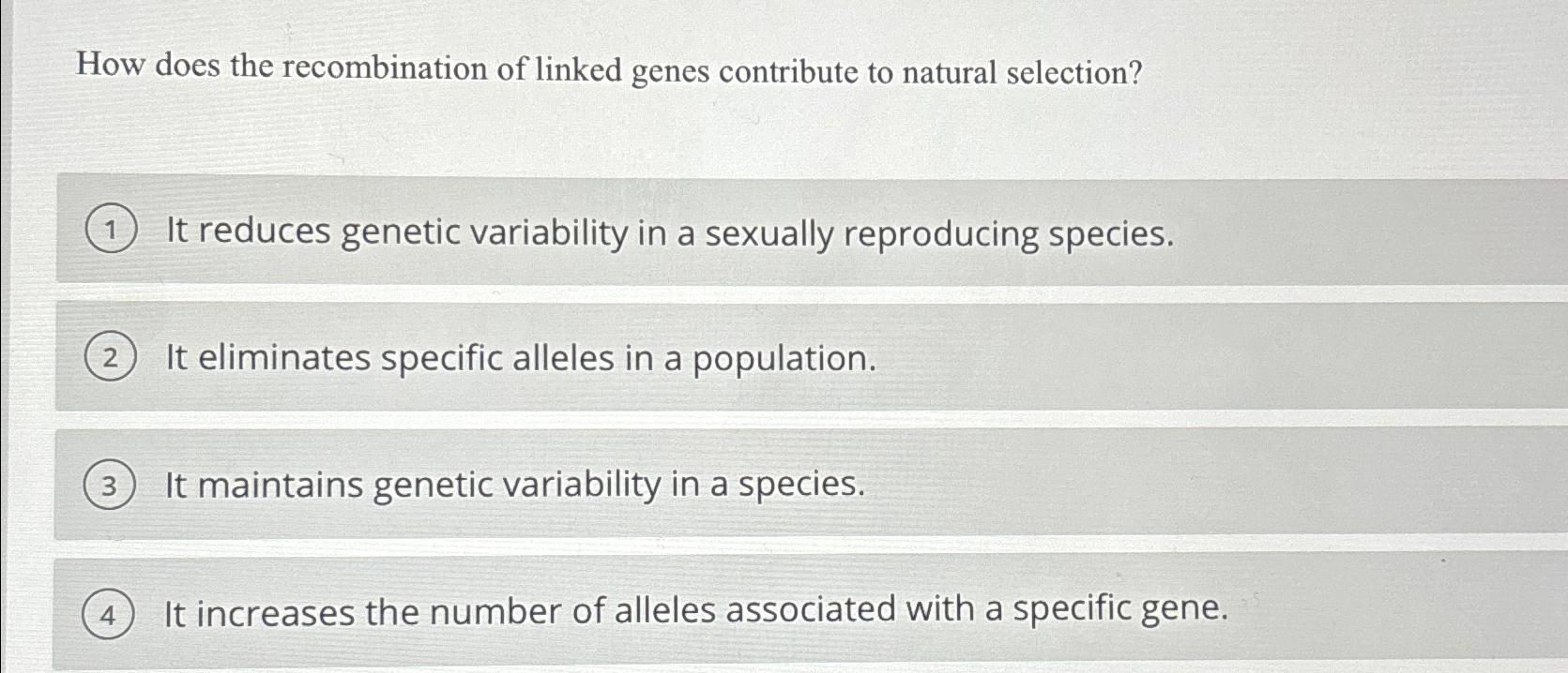 Solved How does the recombination of linked genes contribute | Chegg.com