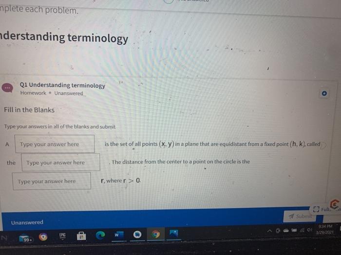 Solved mplete each problem. nderstanding terminology Qi | Chegg.com