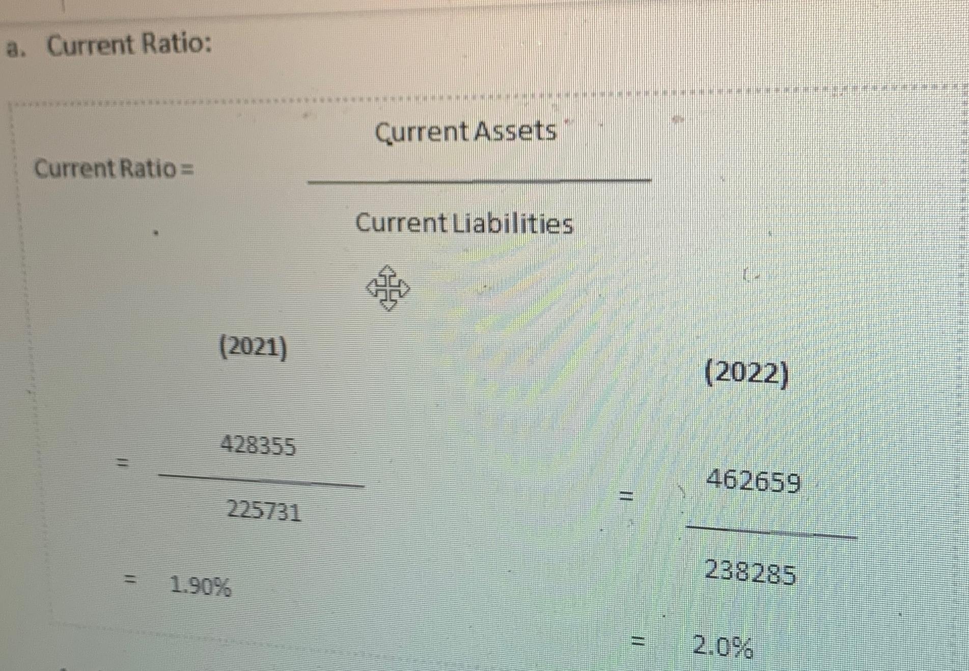 Solved Can you provide me current ration analysis for | Chegg.com
