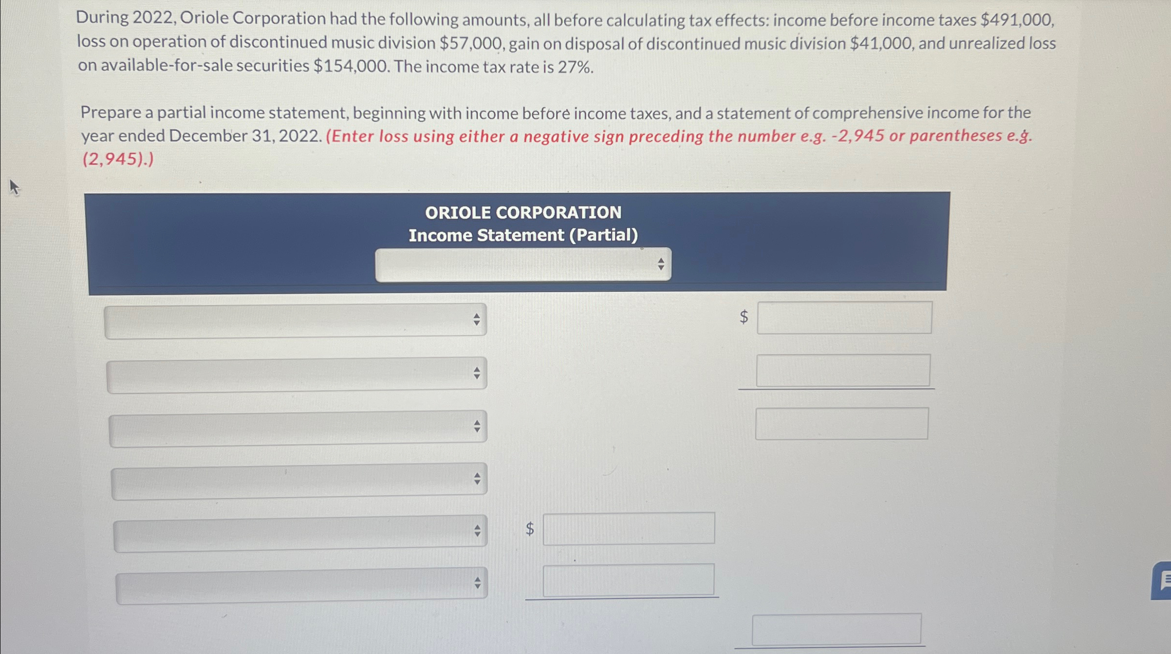 Solved During 2022, ﻿Oriole Corporation had the following | Chegg.com