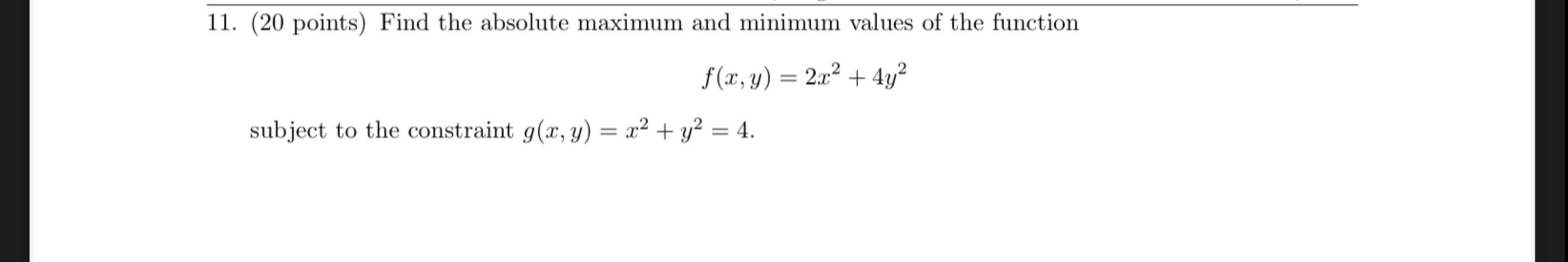 Solved 20 ﻿points ﻿find The Absolute ﻿maximum And Minimum