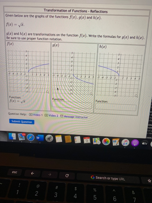 Solved Transformation Of Functions Reflections Given Below