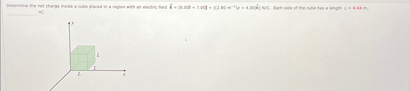Solved Determine the net charge inside a cube placed in a | Chegg.com