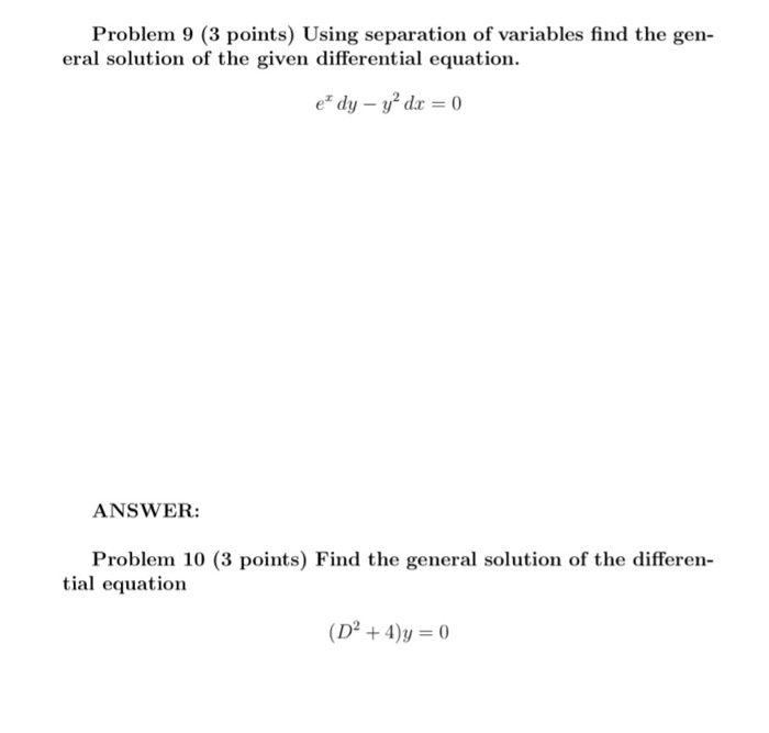 Solved Problem 9 3 Points Using Separation Of Variables