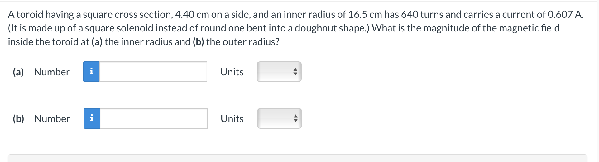 Solved A toroid having a square cross section, 4.40cm ﻿on a | Chegg.com