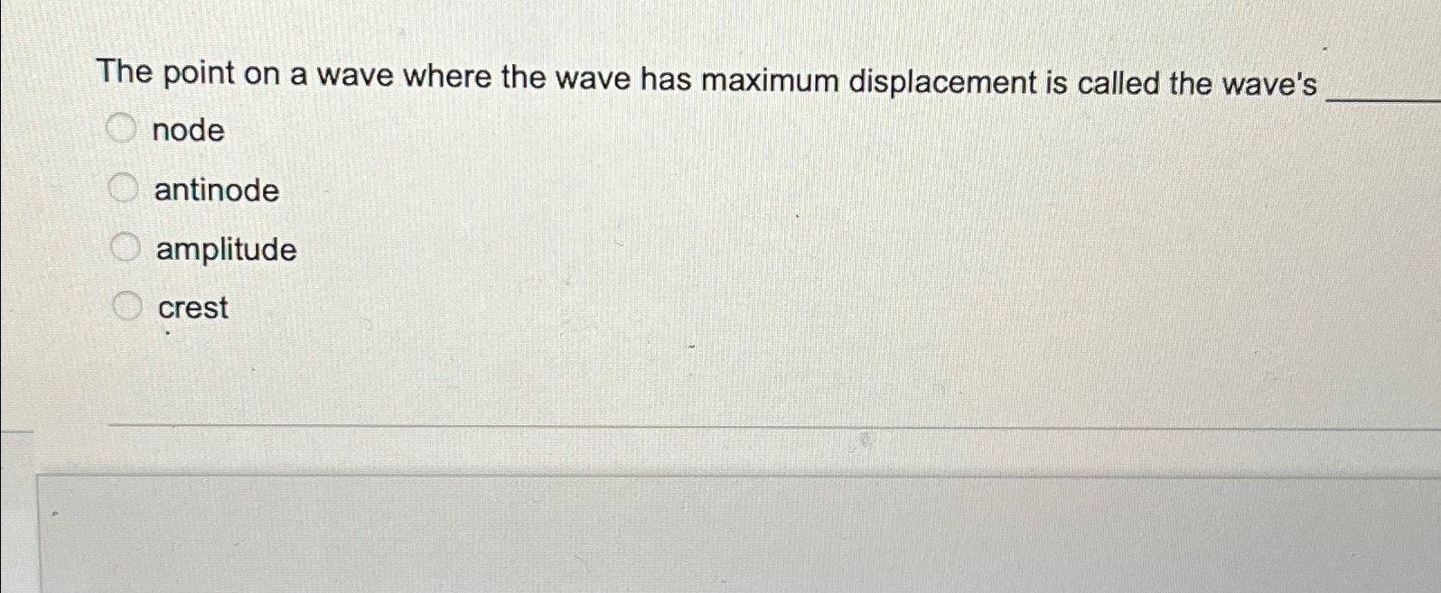 Solved The point on a wave where the wave has maximum | Chegg.com