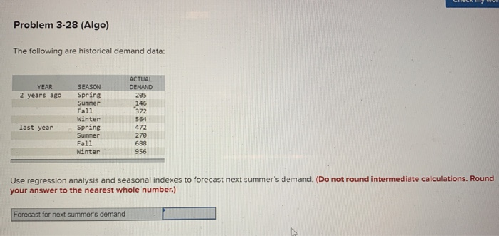 Solved Problem 3-28 (Algo) The following are historical | Chegg.com