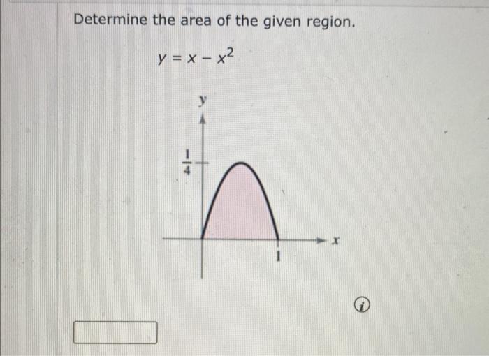 Solved Determine the area of the given region. y=x−x2 | Chegg.com