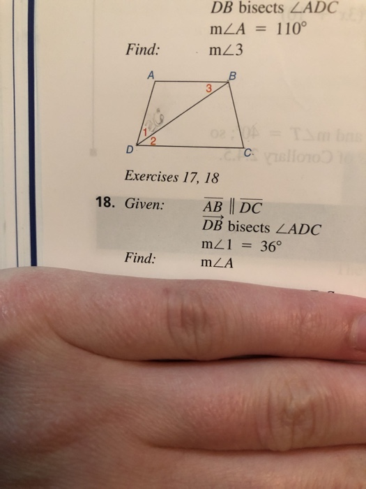 Solved DB bisects ZADC mZA = 110° m23 Find: c omo Exercises | Chegg.com