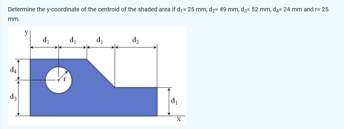 Solved Determine the y-coordinate of the centroid of the | Chegg.com