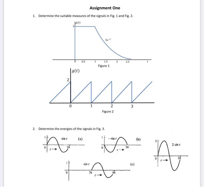 Solved Assignment One 1. Determine the suitable measures of | Chegg.com
