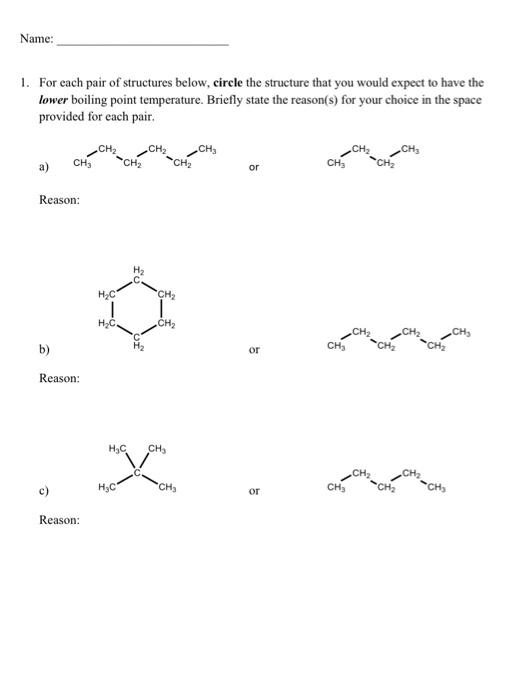 Solved 1. For each pair of structures below, circle the | Chegg.com