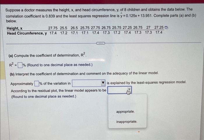 Solved Suppose a doctor measures the height, x, and head | Chegg.com