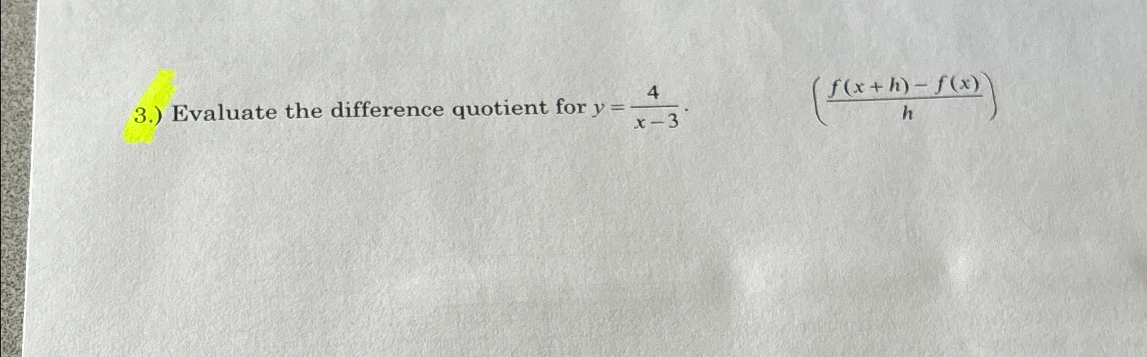 Solved 3.) ﻿Evaluate the difference quotient for | Chegg.com