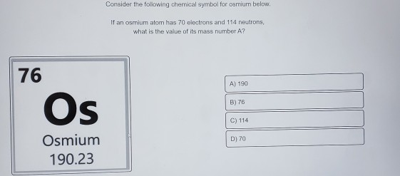Solved: Consider The Following Chemical Symbol For Osmium ... | Chegg.com