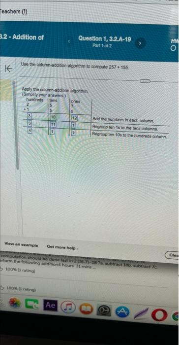 Solved Use The Column Addition Algorithm To Corrpute