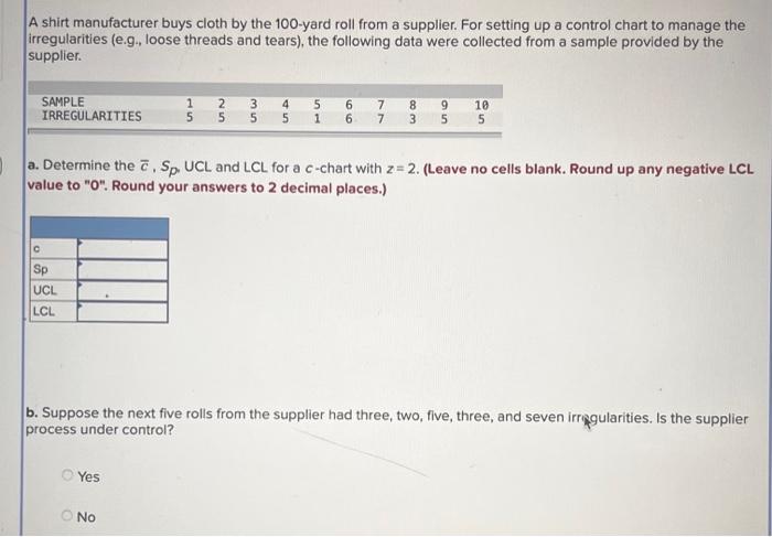 Solved A shirt manufacturer buys cloth by the 100 -yard roll | Chegg.com