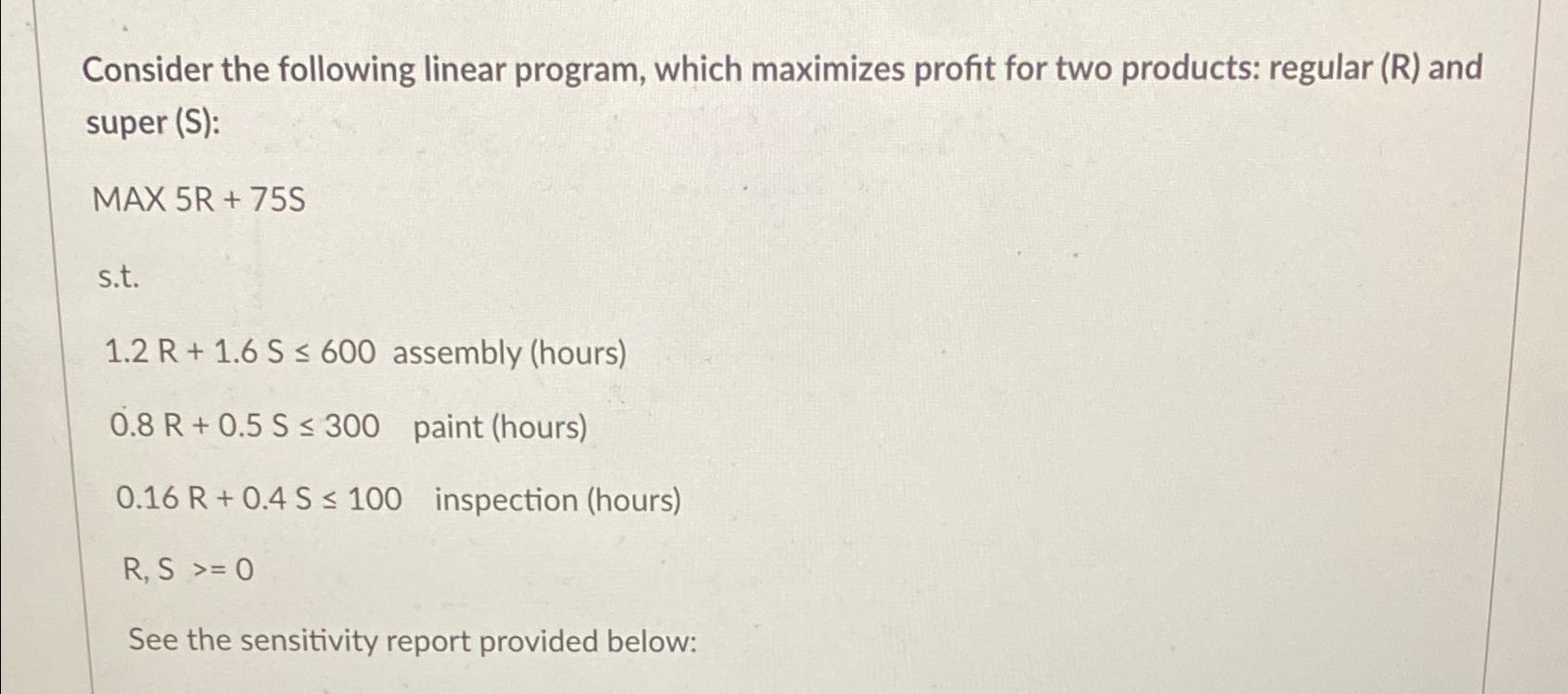 Solved Consider The Following Linear Program Which
