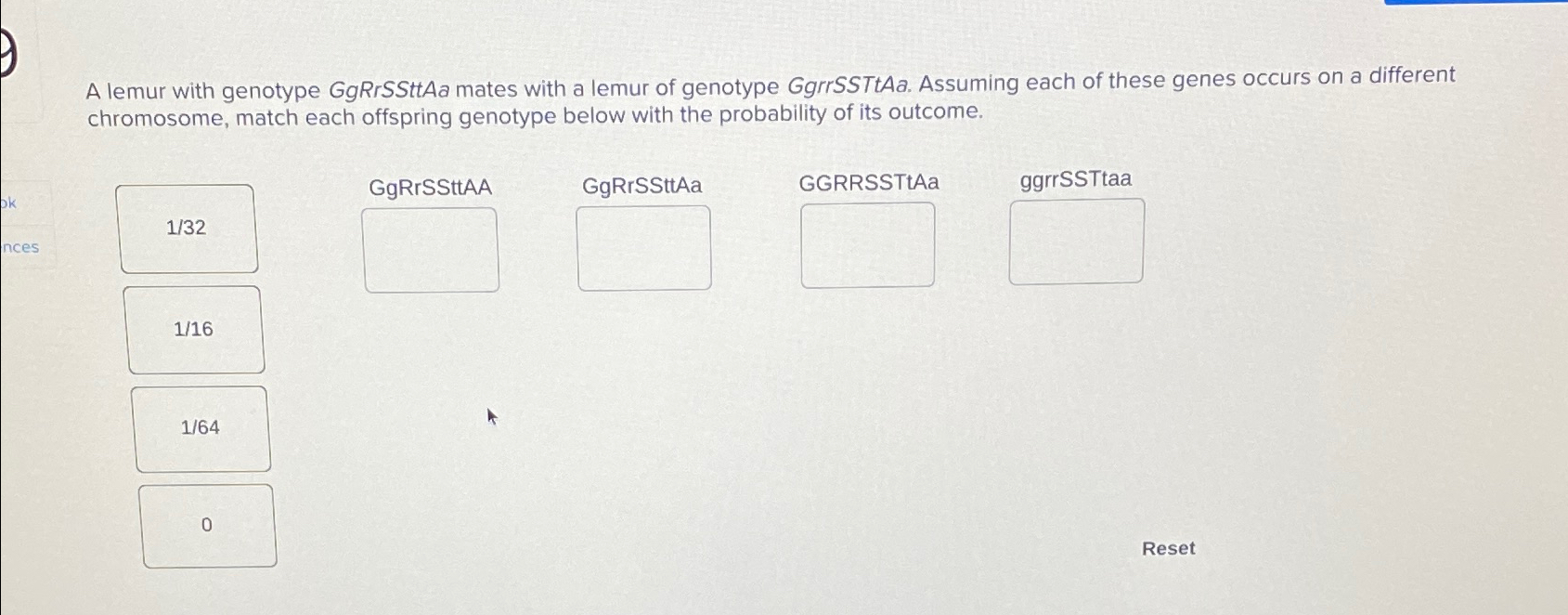 Solved A lemur with genotype GgRrSSttAa mates with a lemur | Chegg.com