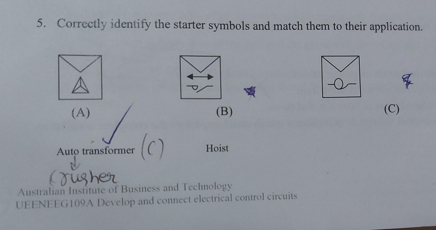 Solved 5. Correctly identify the starter symbols and match | Chegg.com