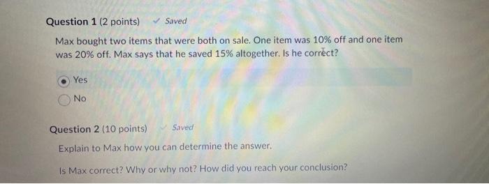 Solved Max bought two items that were both on sale. One item | Chegg.com