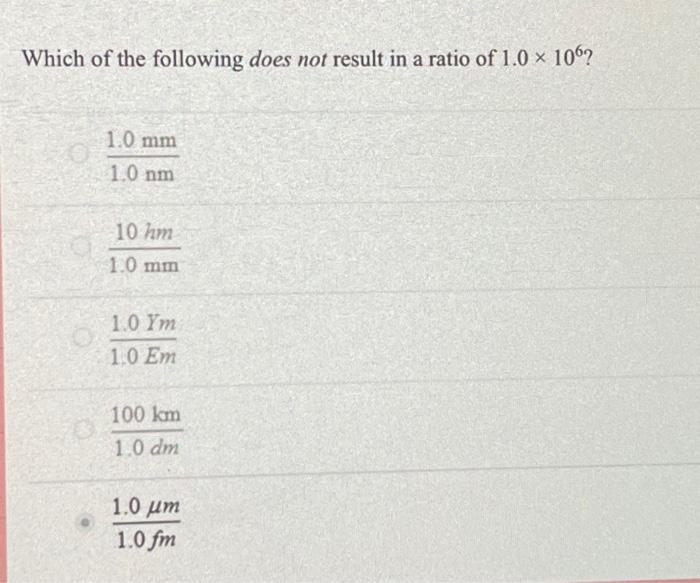 Solved Which of the following does not result in a ratio of | Chegg.com