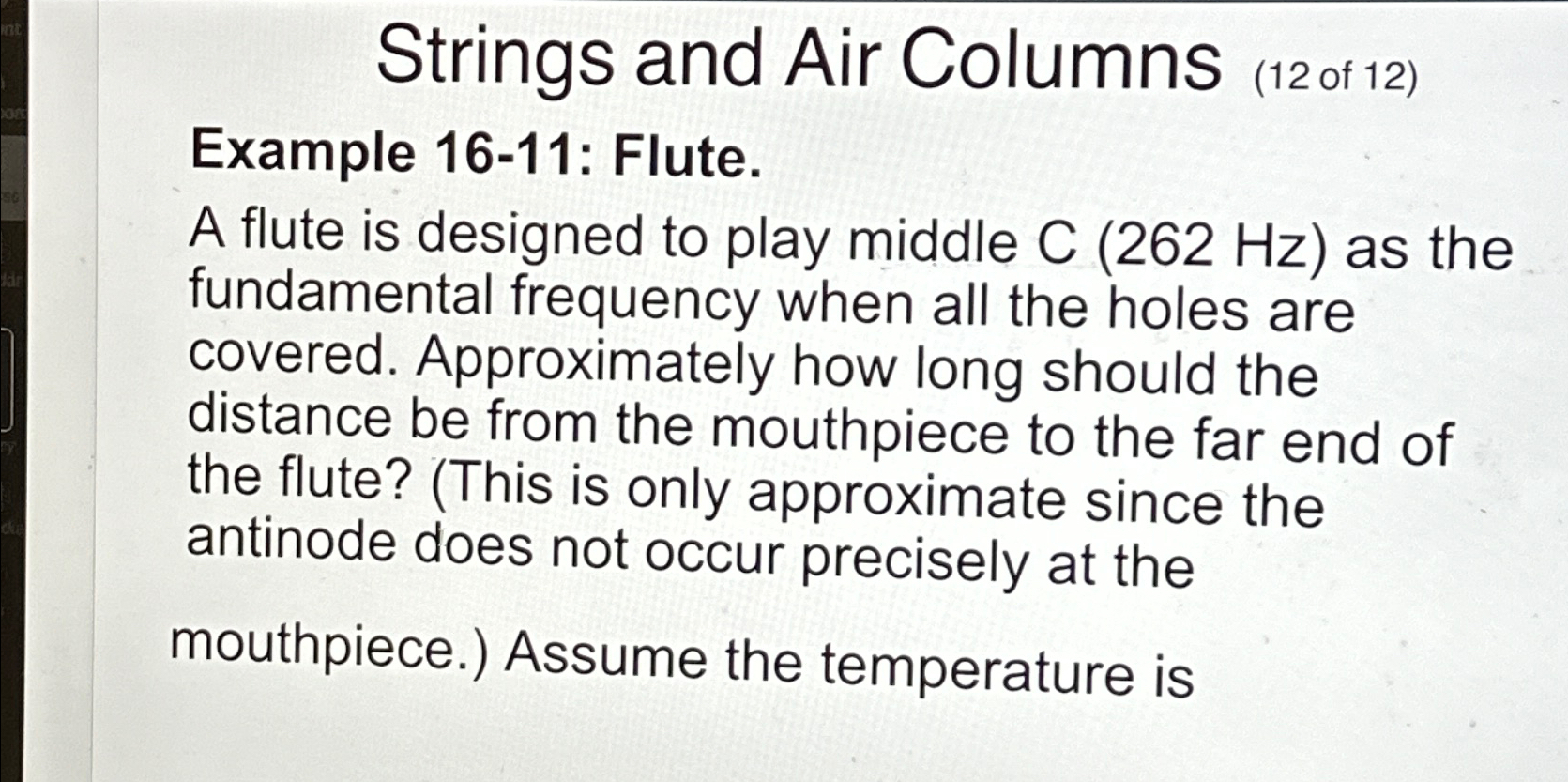 Solved Strings and Air Columns(12 ﻿of 12)Example 16-11: | Chegg.com
