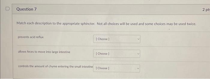Solved Question 7 Match each description to the appropriate | Chegg.com