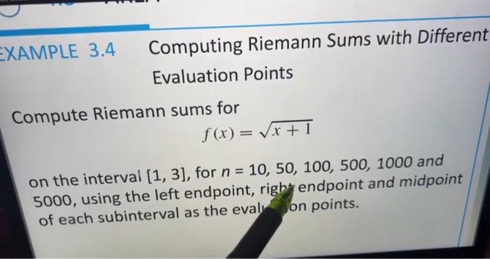 Solved Compute Riemann sums for f(x)=x+1 on the interval | Chegg.com